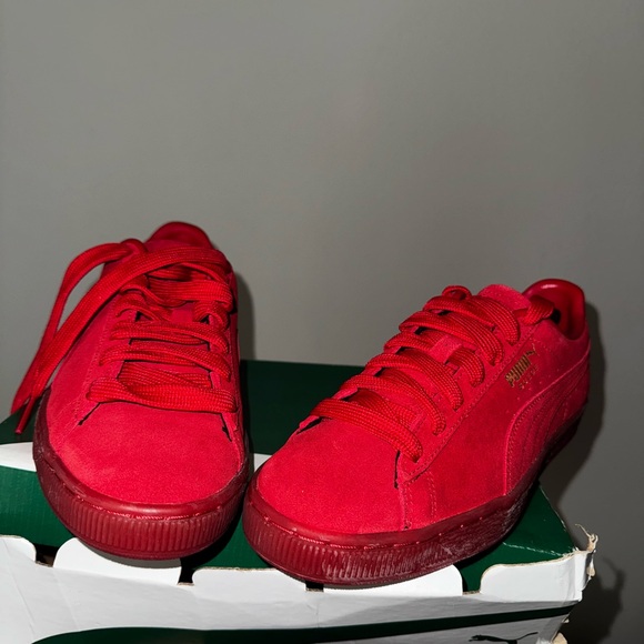 Puma | Shoes | Puma Red Suede Sneakers | Poshmark